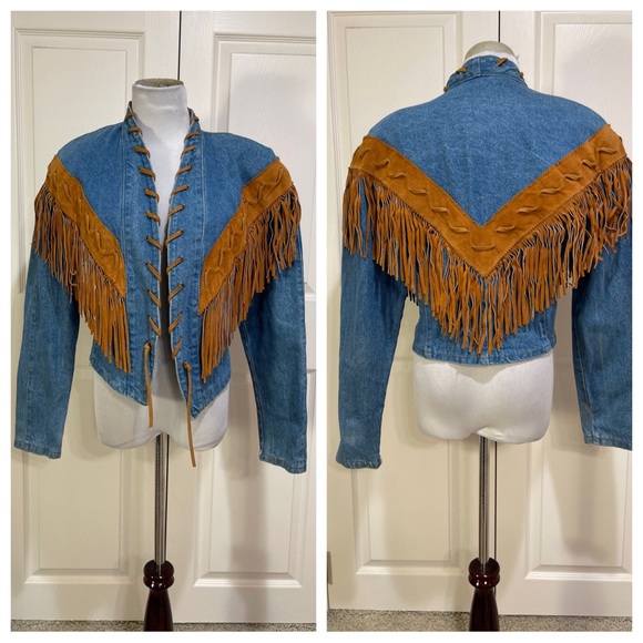 Vintage | Jackets & Coats | Frontier Collection Vintage Denim Leather ...